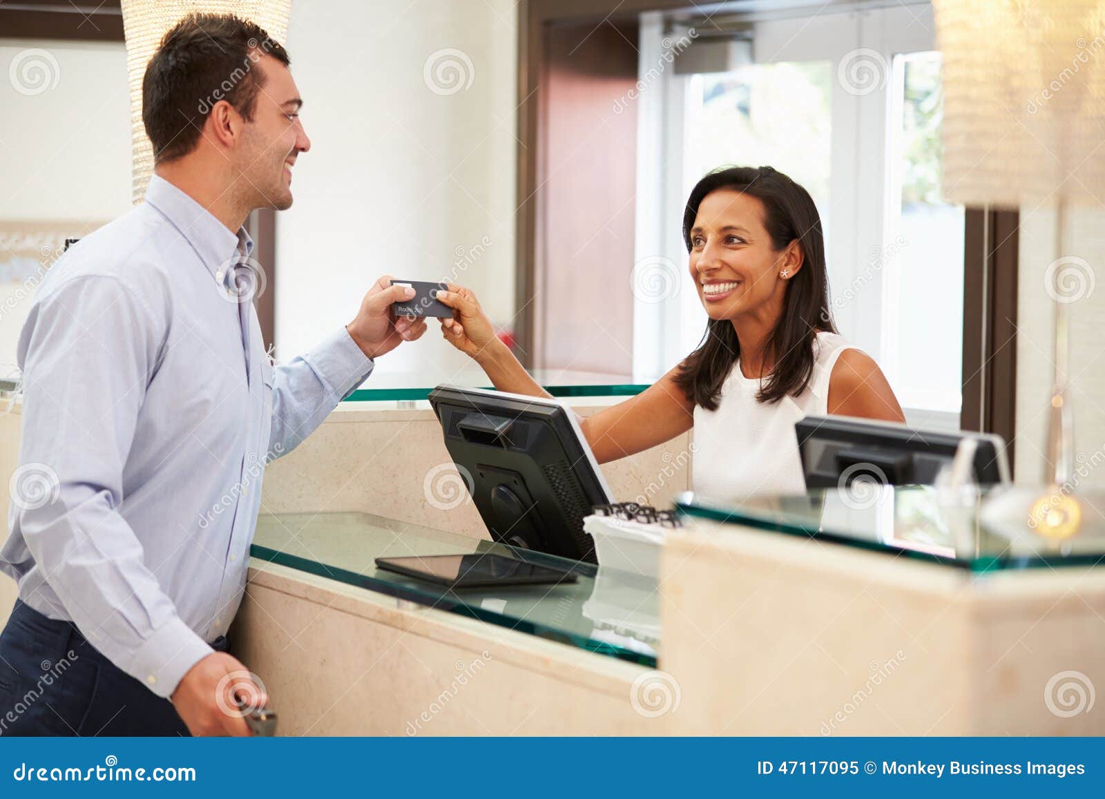 Man Checking in at Hotel Reception Stock Image - Image of tourist ...