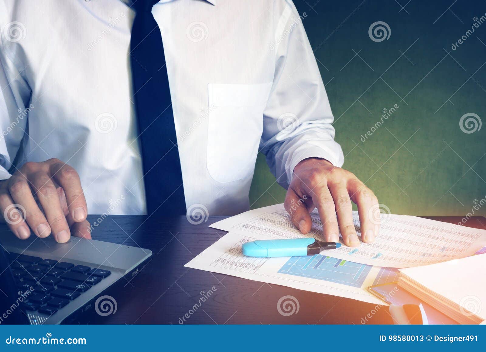 Man Checking in Laptop Financial Data. Stock Image - Image of online ...