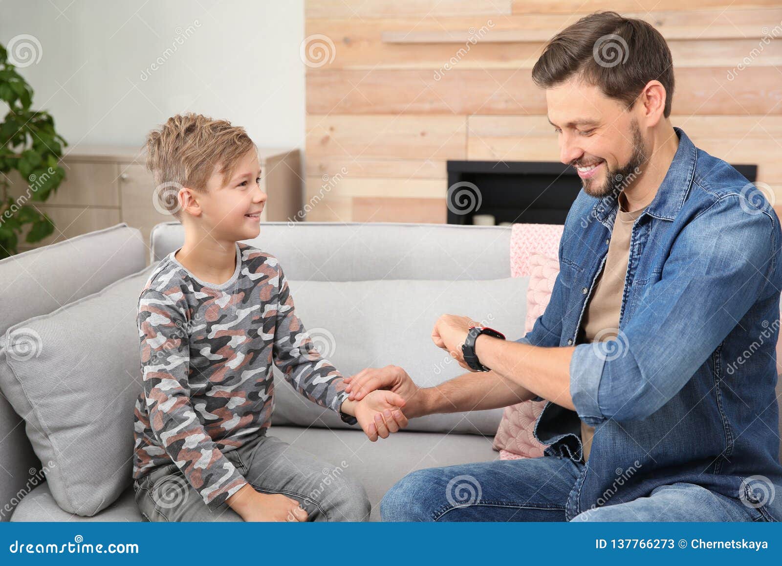 Man Checking Little Boy`s Pulse with Fingers Stock Image - Image of ...