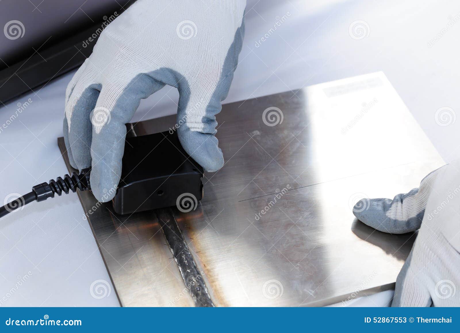 Man checking miss welding stock image. Image of manufacture - 52867553