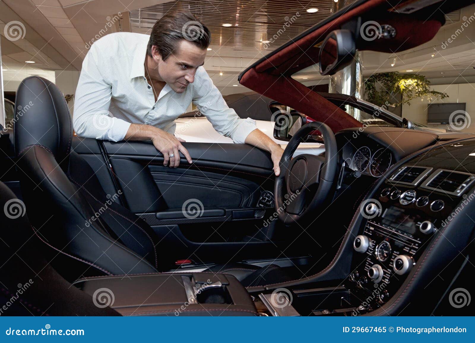 Man Checking Out His New Car Stock Image - Image of exhibition ...