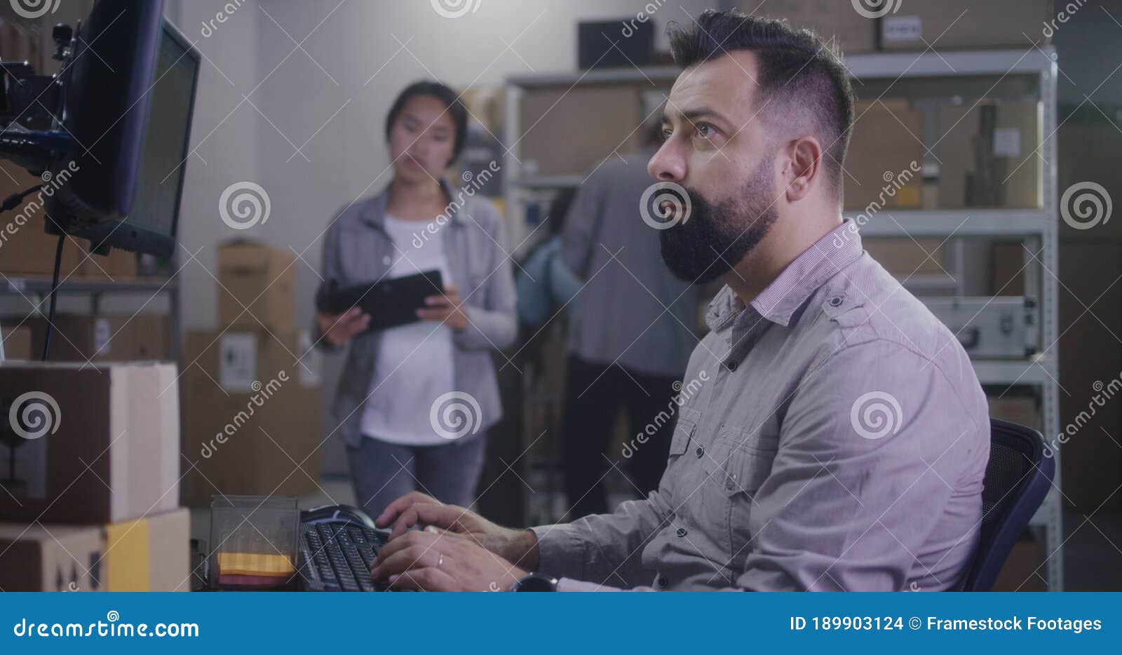 Man Checking Package with Barcode Scanner Stock Photo - Image of ...