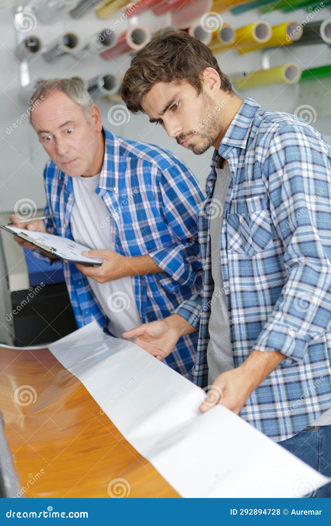 Man Checking Paper Et Professional Printing Machine Stock Photo - Image ...