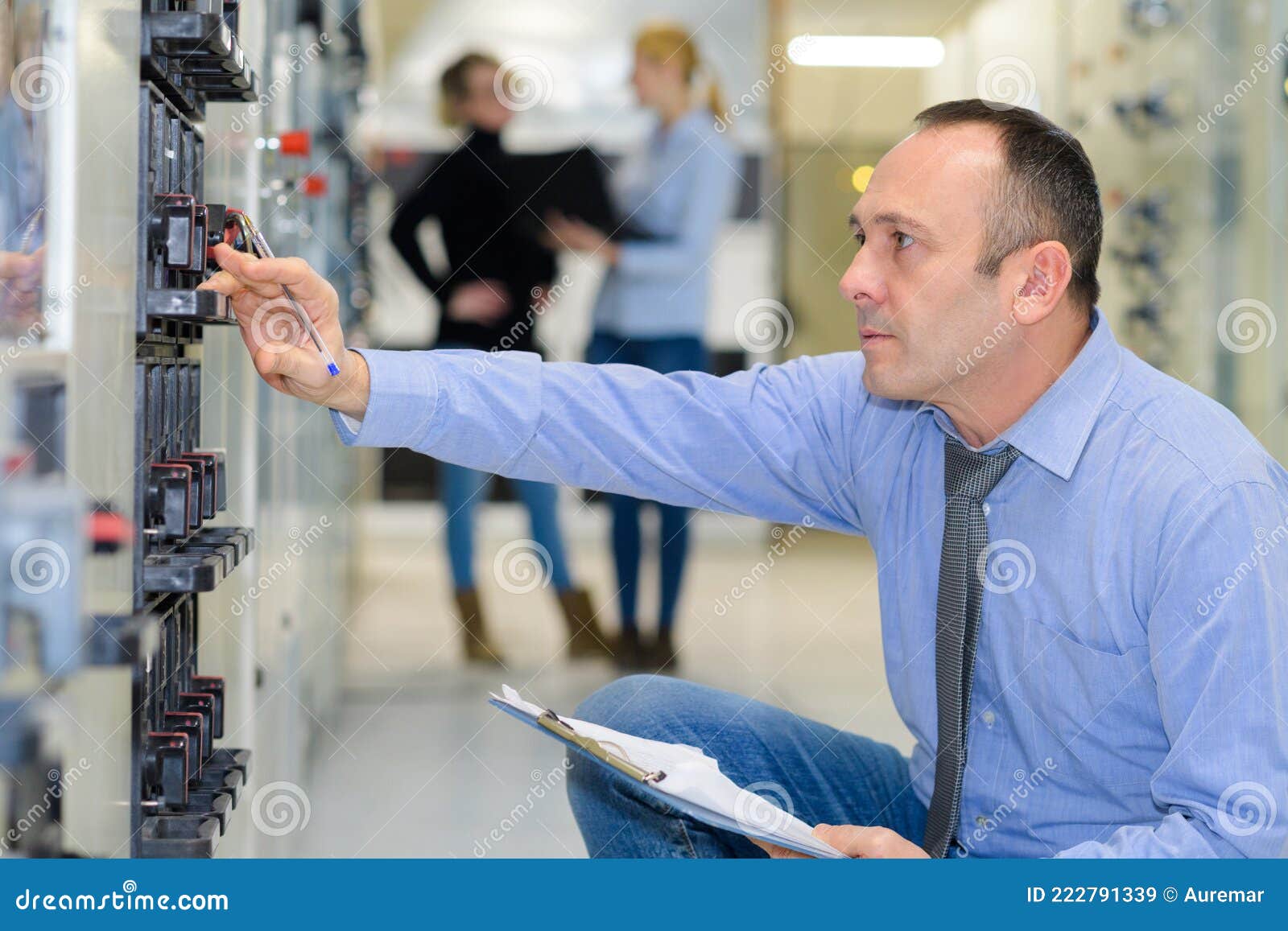 Man Checking Power Signal Tower Pc Stock Image - Image of open, problem ...