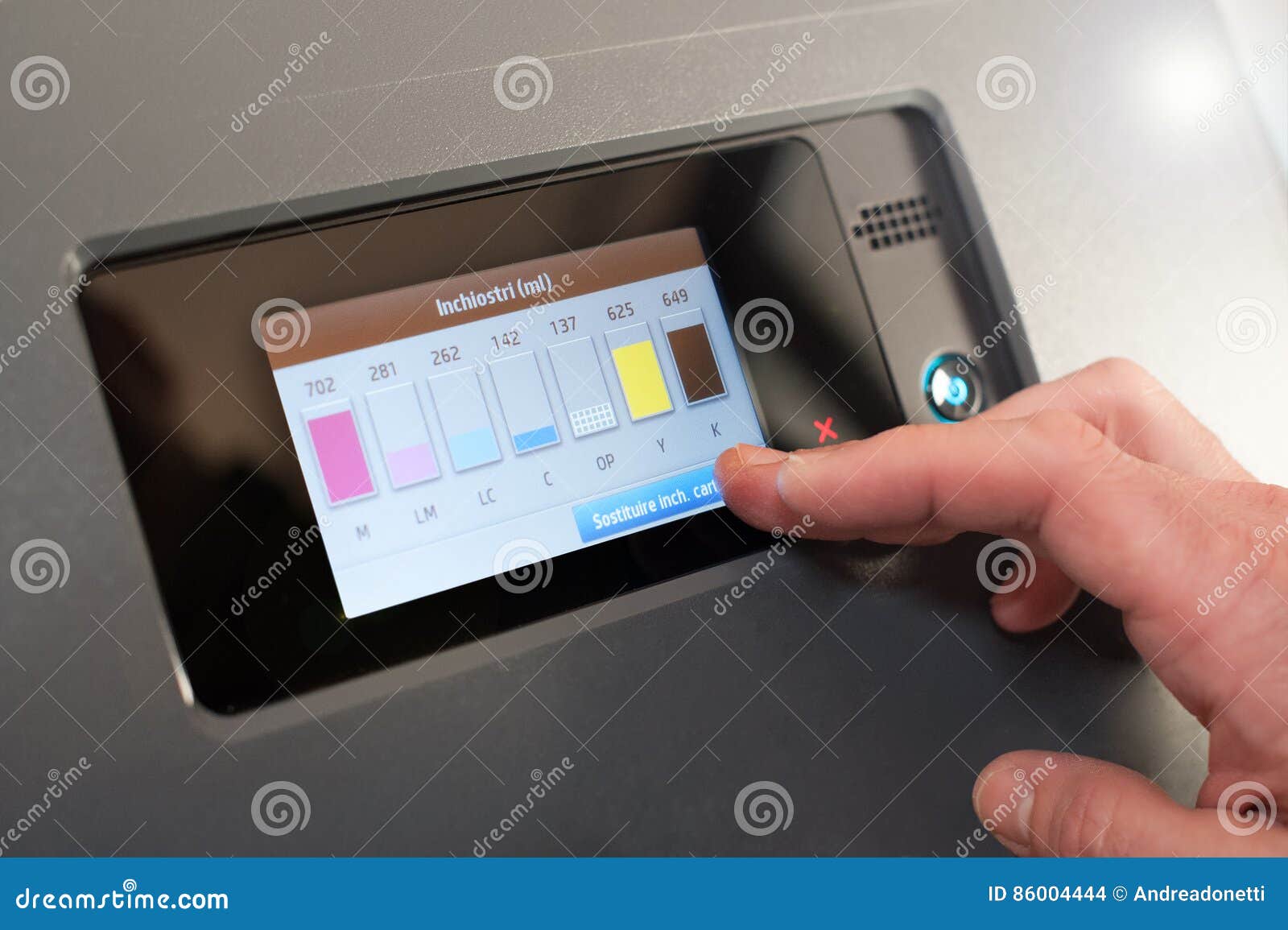 Man Checking Printer Ink Levels Stock Photo - Image of display, level ...