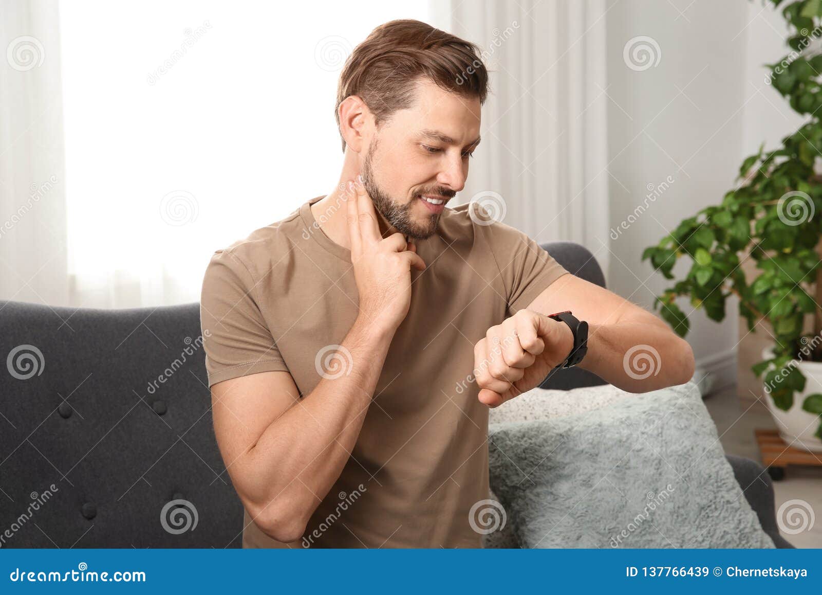 Man Checking Pulse with Fingers Stock Image - Image of heartbeat ...