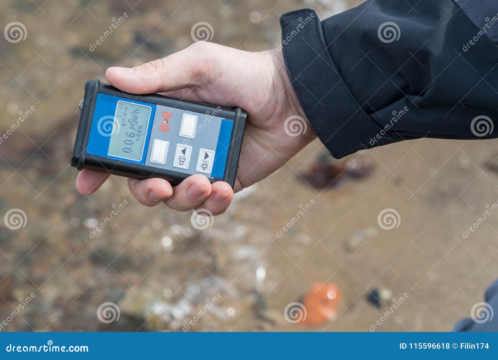 Man Checking Radiation With Geiger Counter Stock Photo | CartoonDealer ...