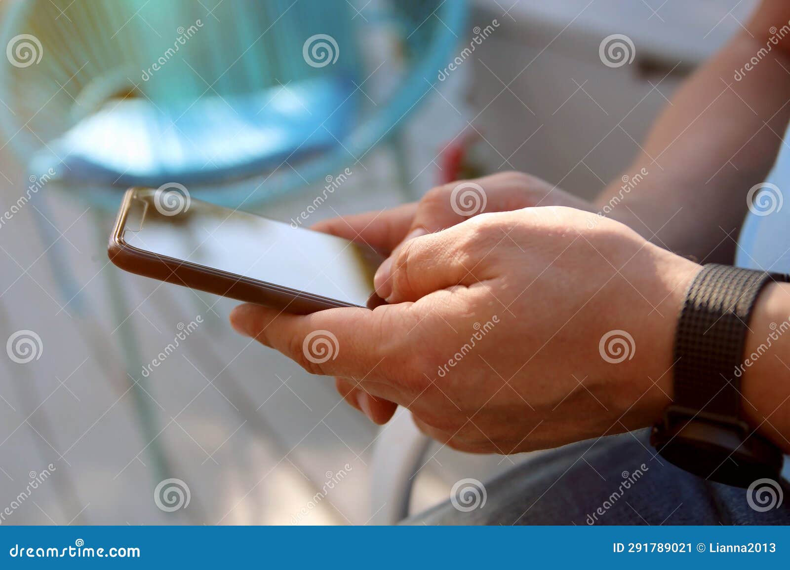 Man is Checking Something on His Smartphone Outside Stock Image - Image ...