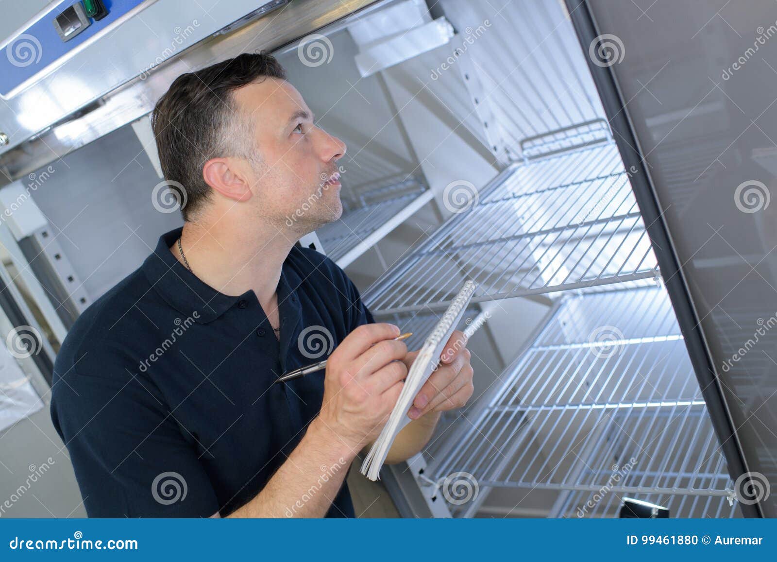 Man Checking State Refrigerator Stock Photo - Image of handyman ...