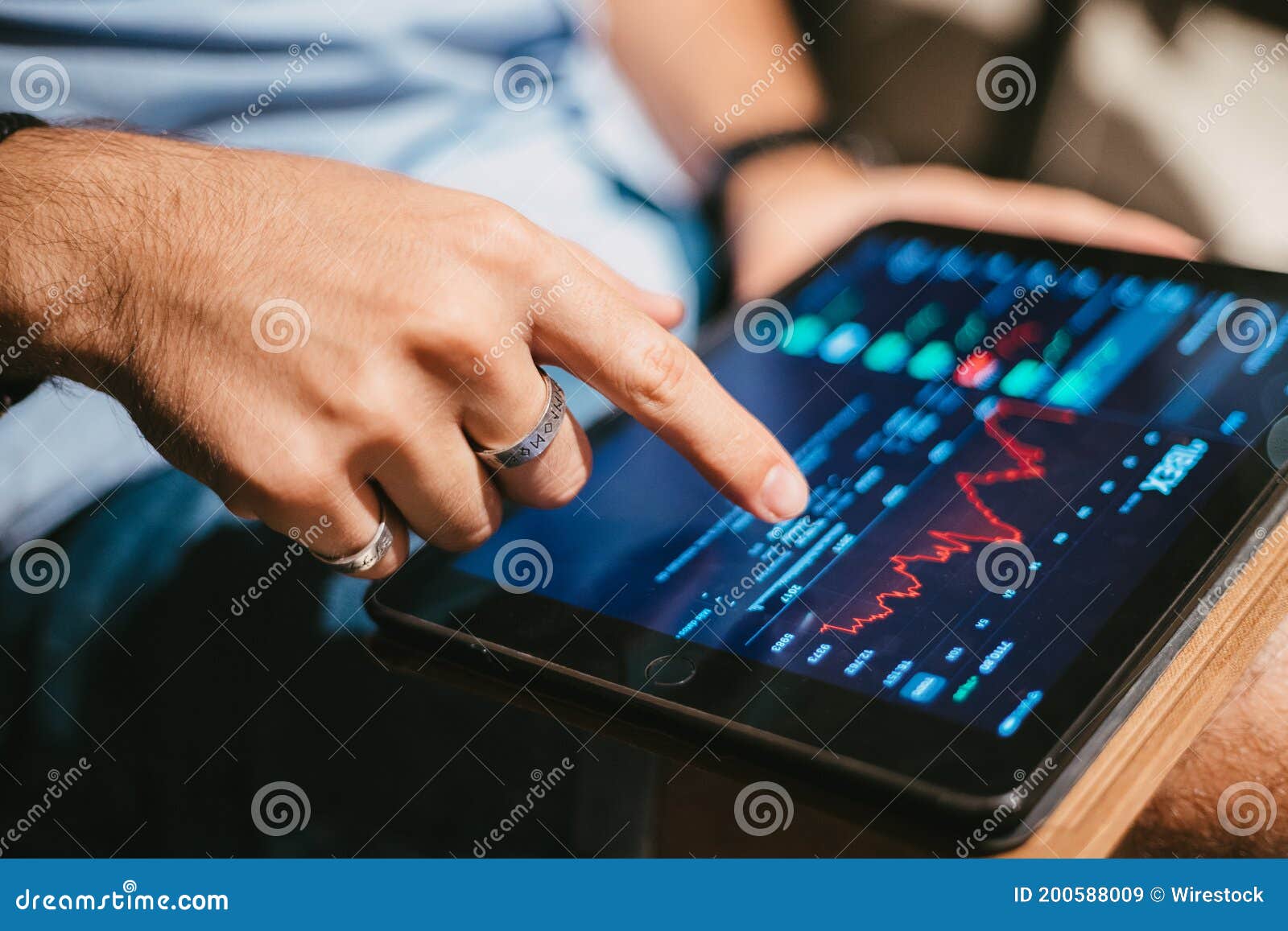 Man Checking Stock Market Data on Tablet Stock Image - Image of ...
