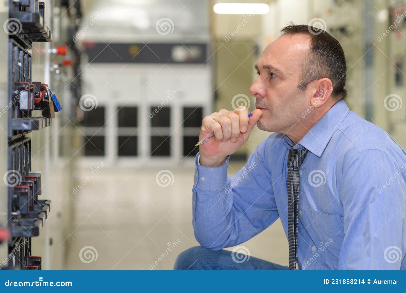 Man Checking Switch Box Closeup Stock Photo - Image of checking, person ...