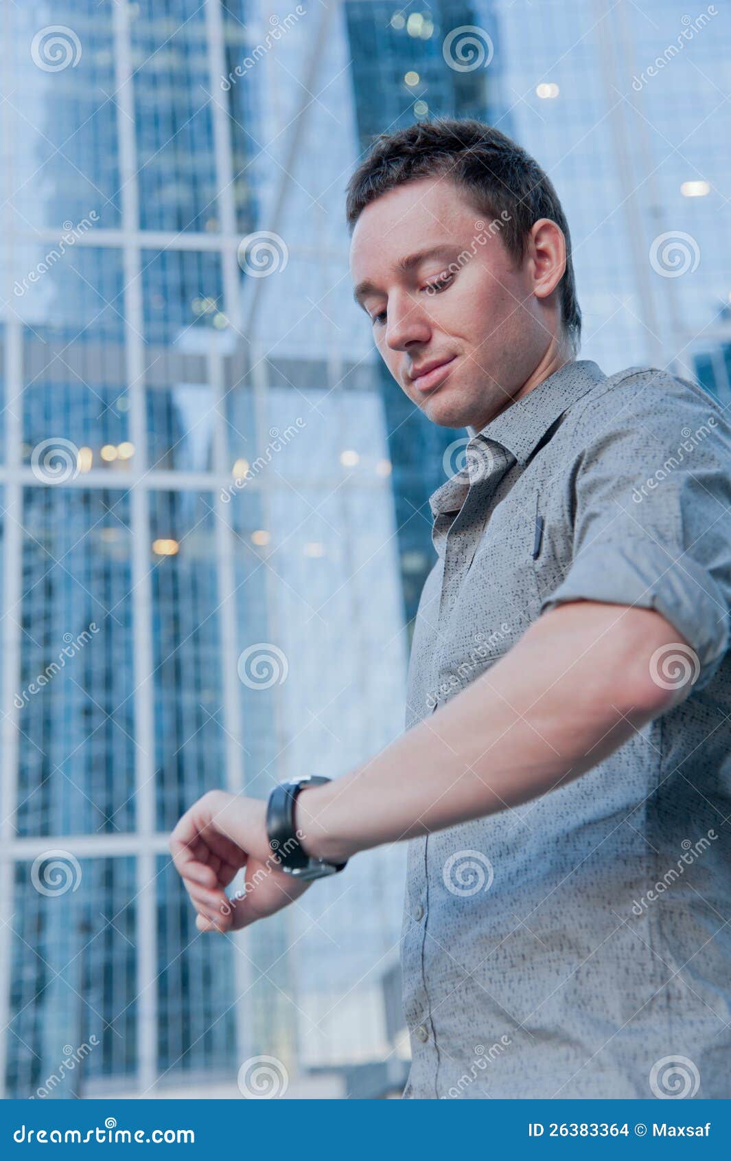 Man checking the time stock photo. Image of glass, construction - 26383364
