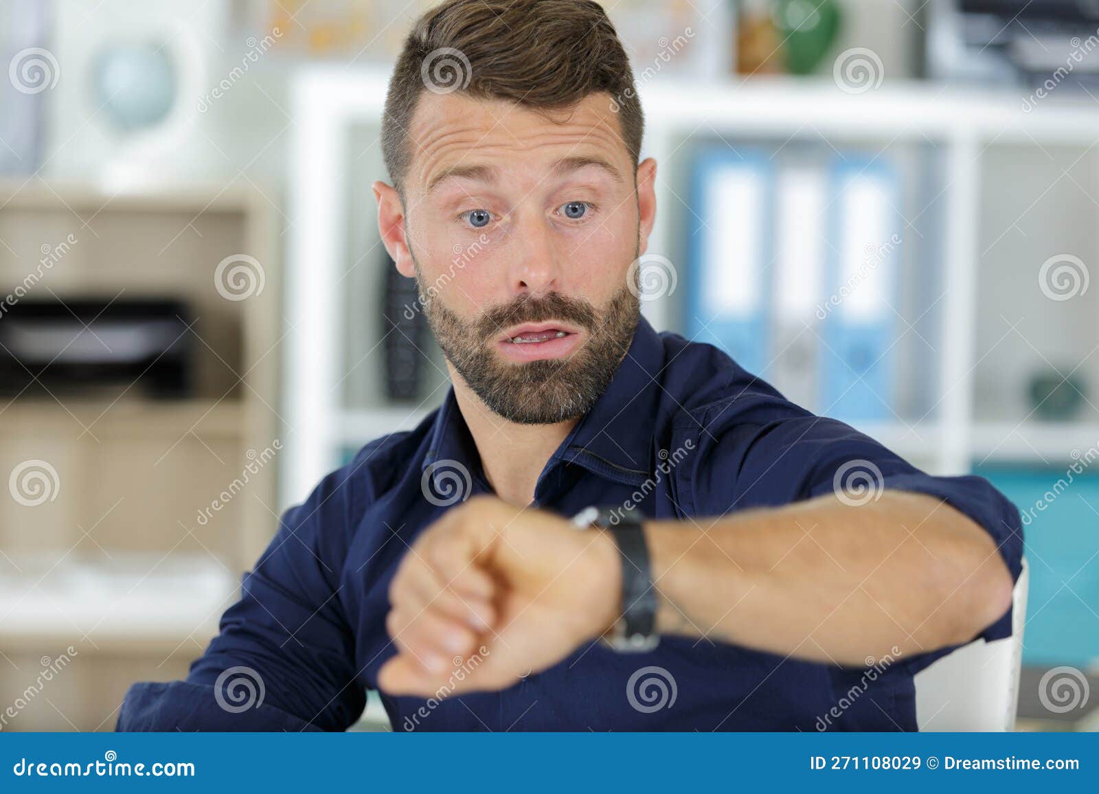 Man checking time watch stock image. Image of skyline - 271108029