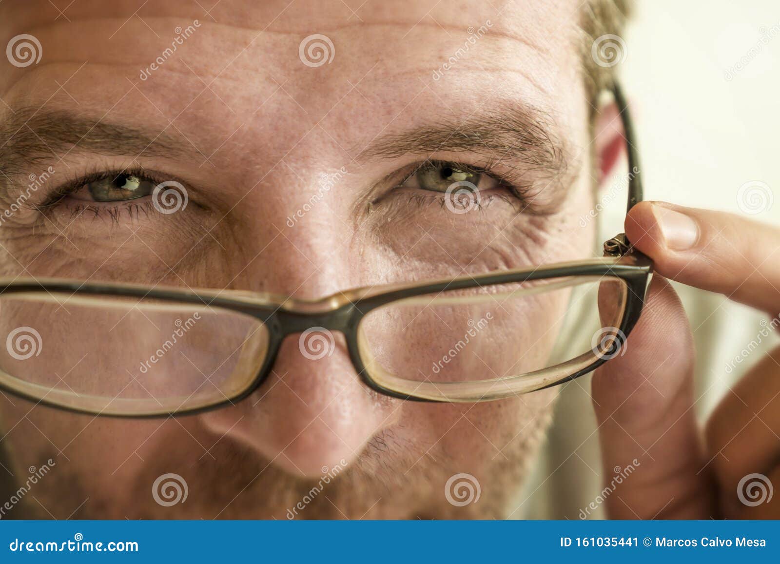 Man Checking Vision Trying Glasses at Optometrist during Optical ...
