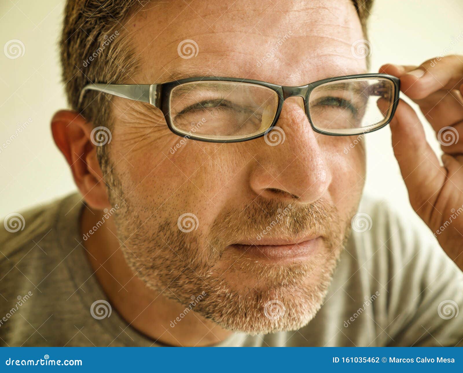 Man Checking Vision Trying Glasses at Optometrist during Optical ...