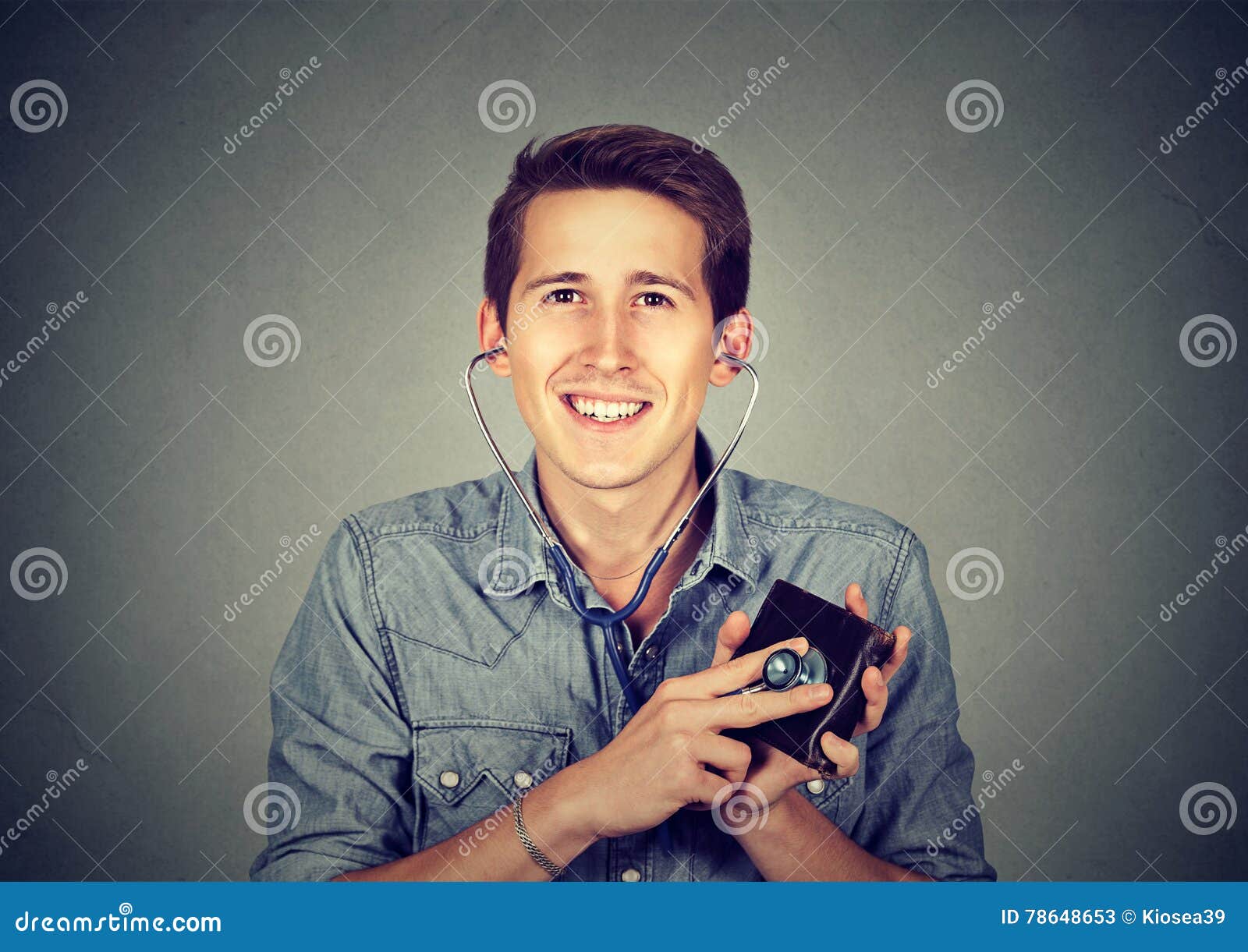 Man Checking Wallet with Stethoscope. Concept of Financial Success ...