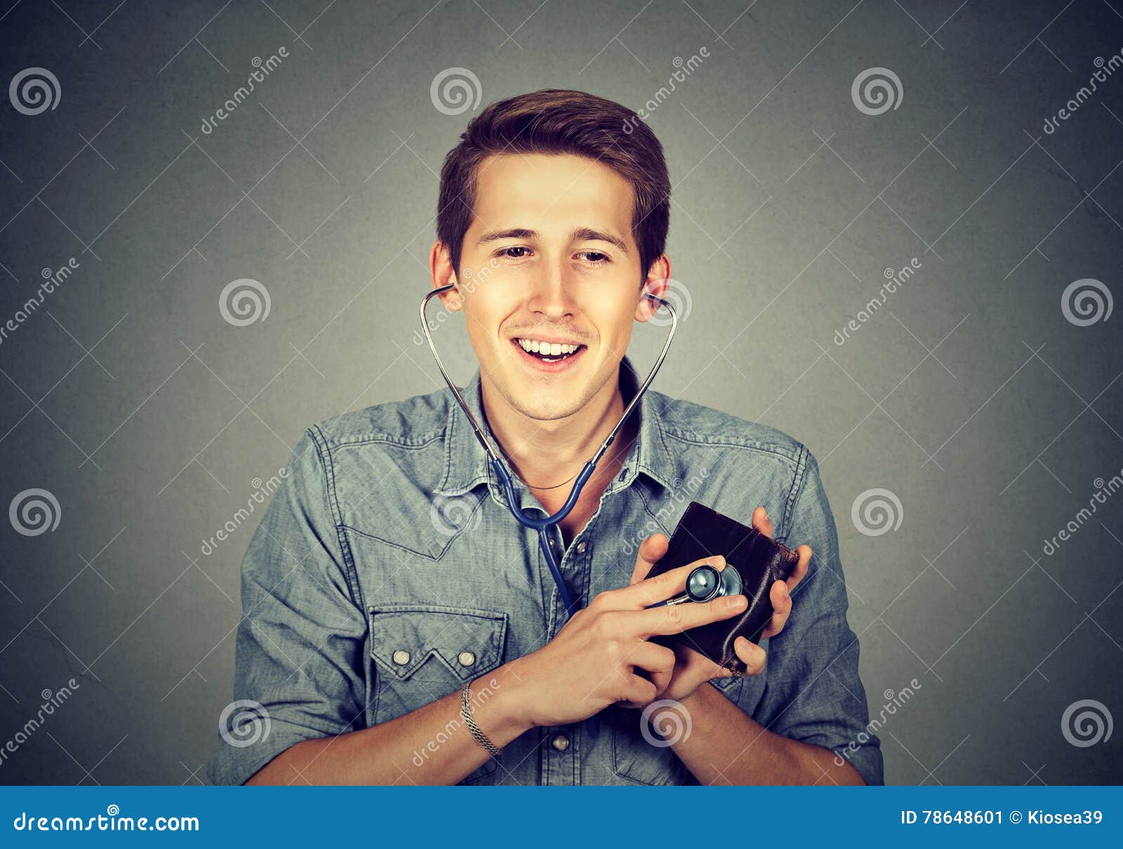Man Checking Wallet with Stethoscope. Stock Image - Image of business ...