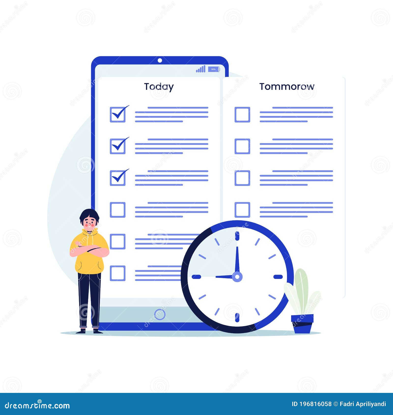 Man Checklist in Mobile Application Concept Stock Vector - Illustration ...