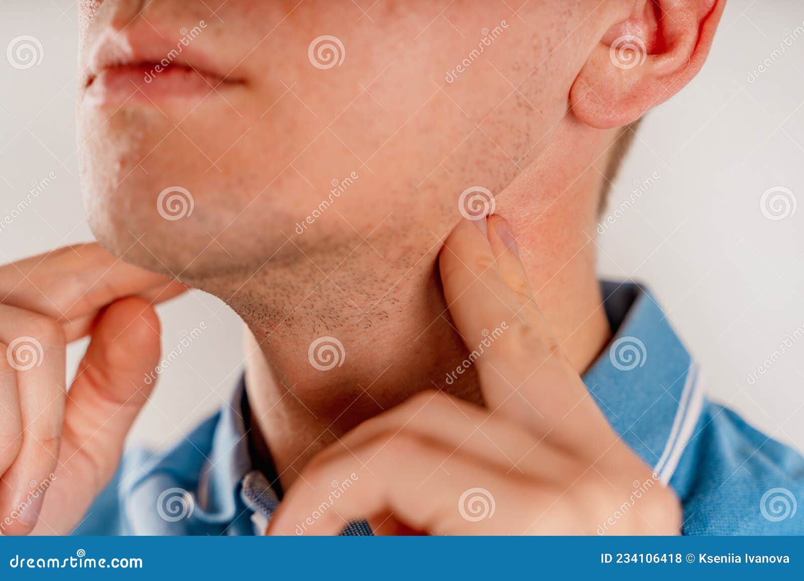 A Man Checks the Lymph Nodes on His Neck Stock Photo - Image of ...