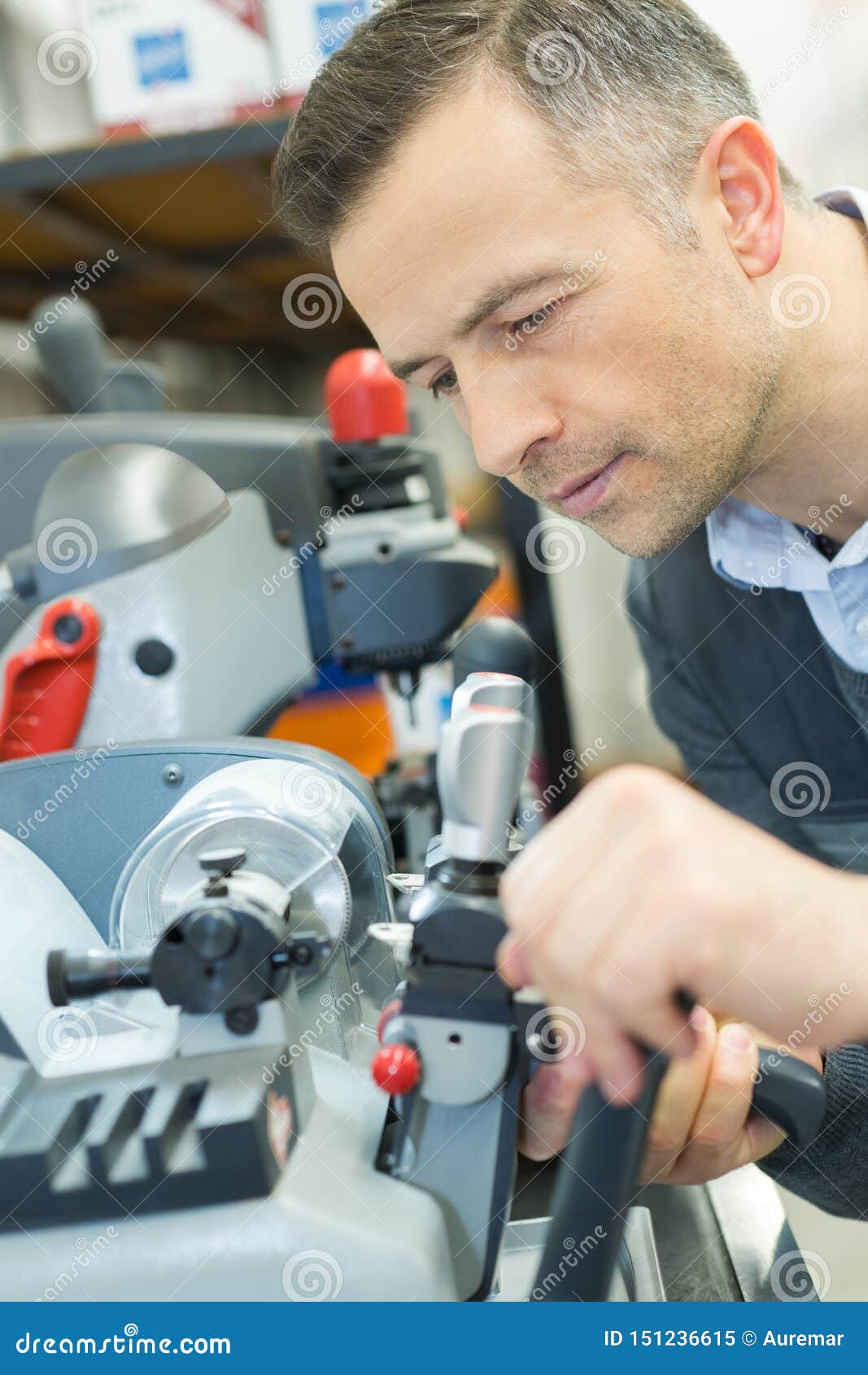 Man Checks Technician Worker at Metal Machine Stock Image - Image of ...