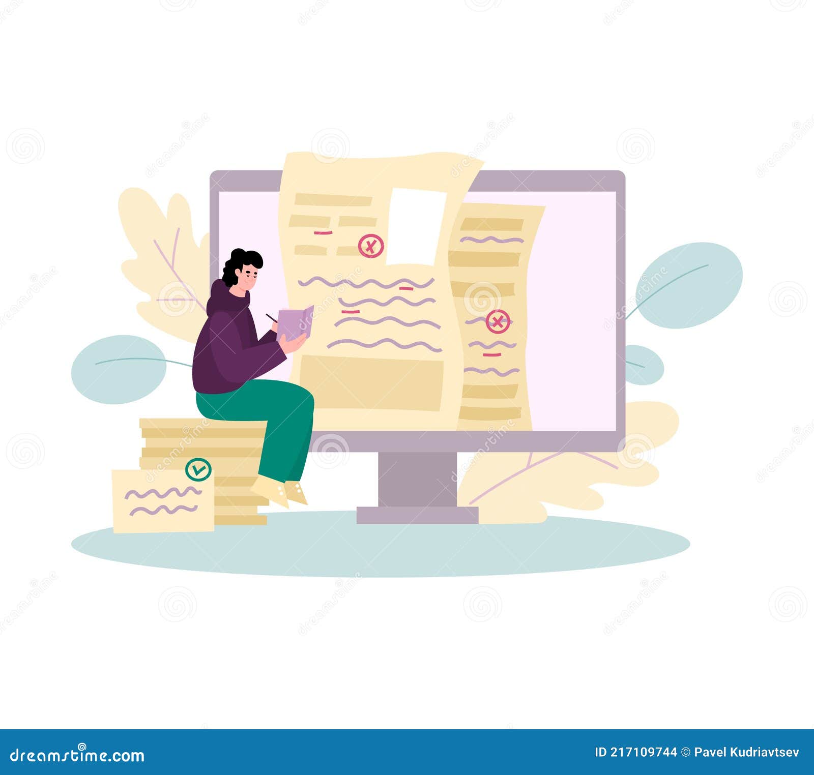 Grammar Editor Or Proofreader Concept, Cartoon Vector Illustration ...