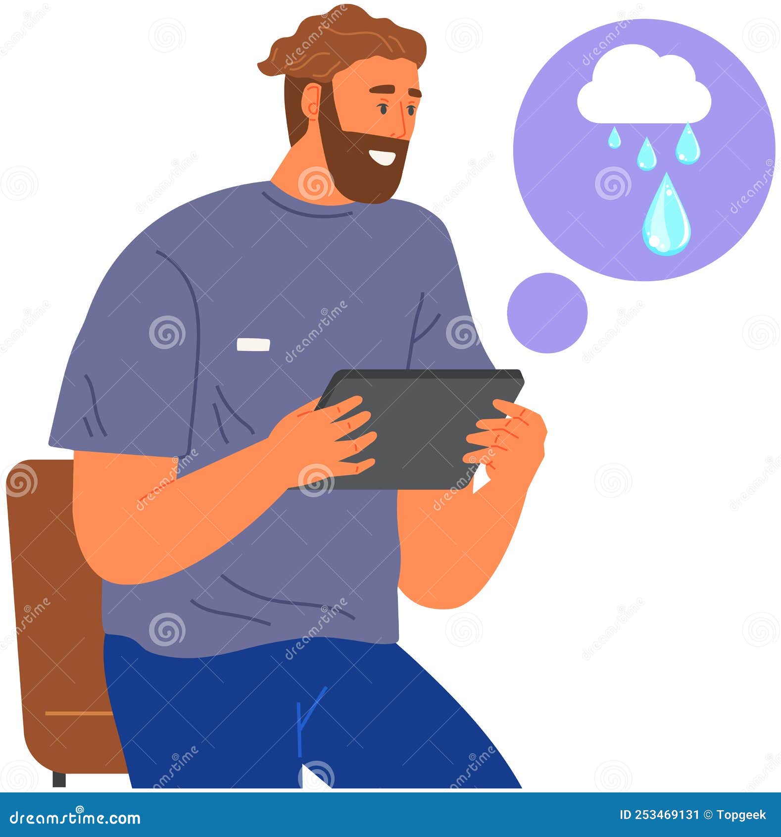 Man Checks Weather and Air Temperature in Application. Guy Using ...
