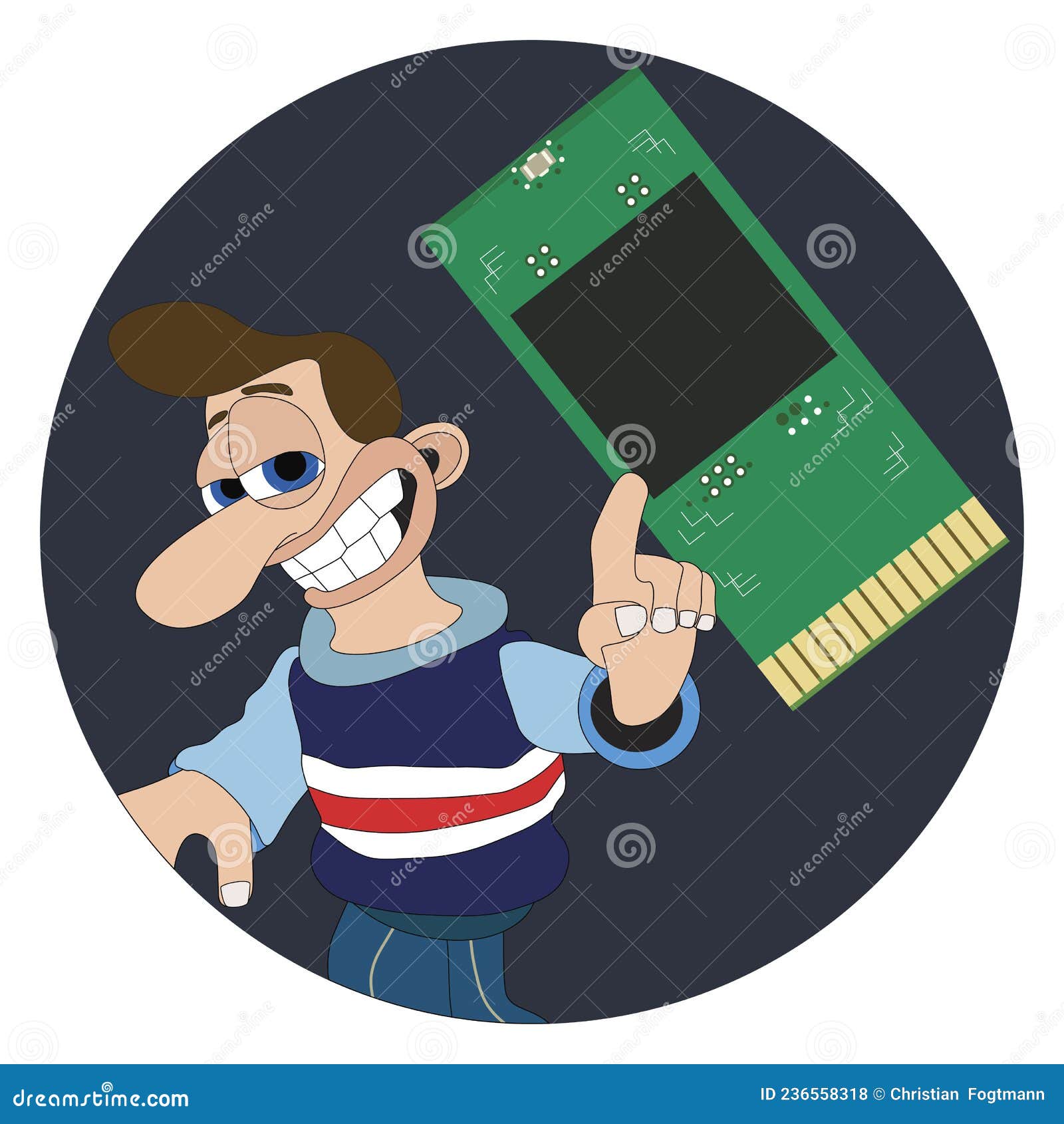 Man With A Cheeky Smile And Big Nose Cartoon Profile Avatar Sticker ...