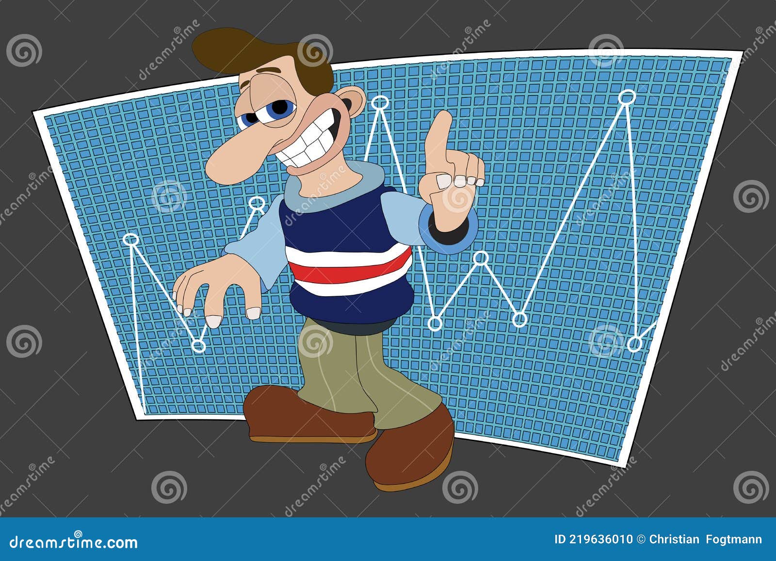 Man with a Cheeky Smile and a Graph Paper Sheet in the Background ...