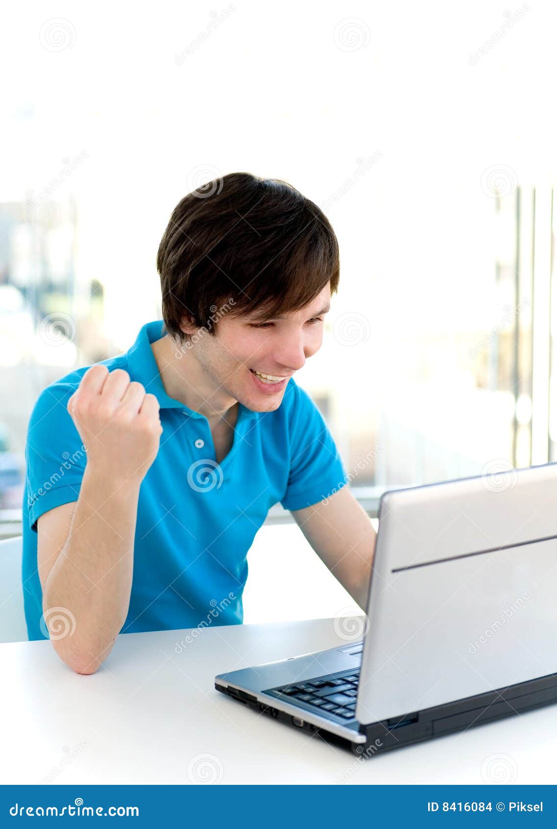 Man cheering stock photo. Image of home, happiness, computer - 8416084