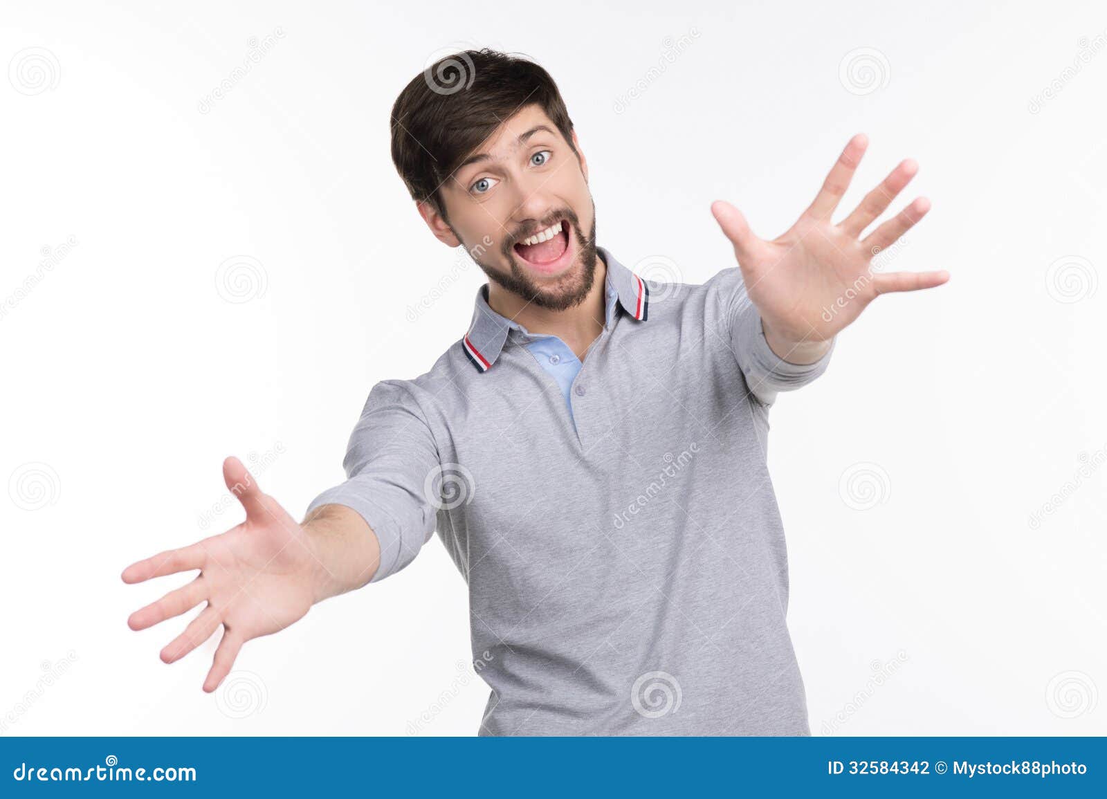 Man Cheering. stock photo. Image of casual, good, male - 32584342 Man Cheering. stock photo. Image of casual, good, male - 32584342