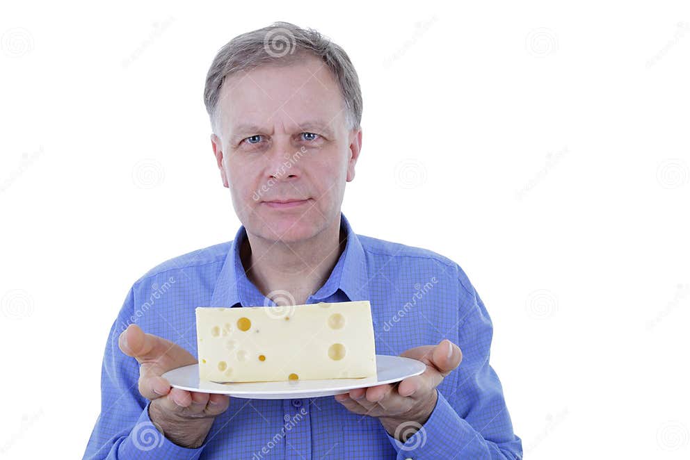 Man with cheese stock photo. Image of caucasian, looking - 25364432