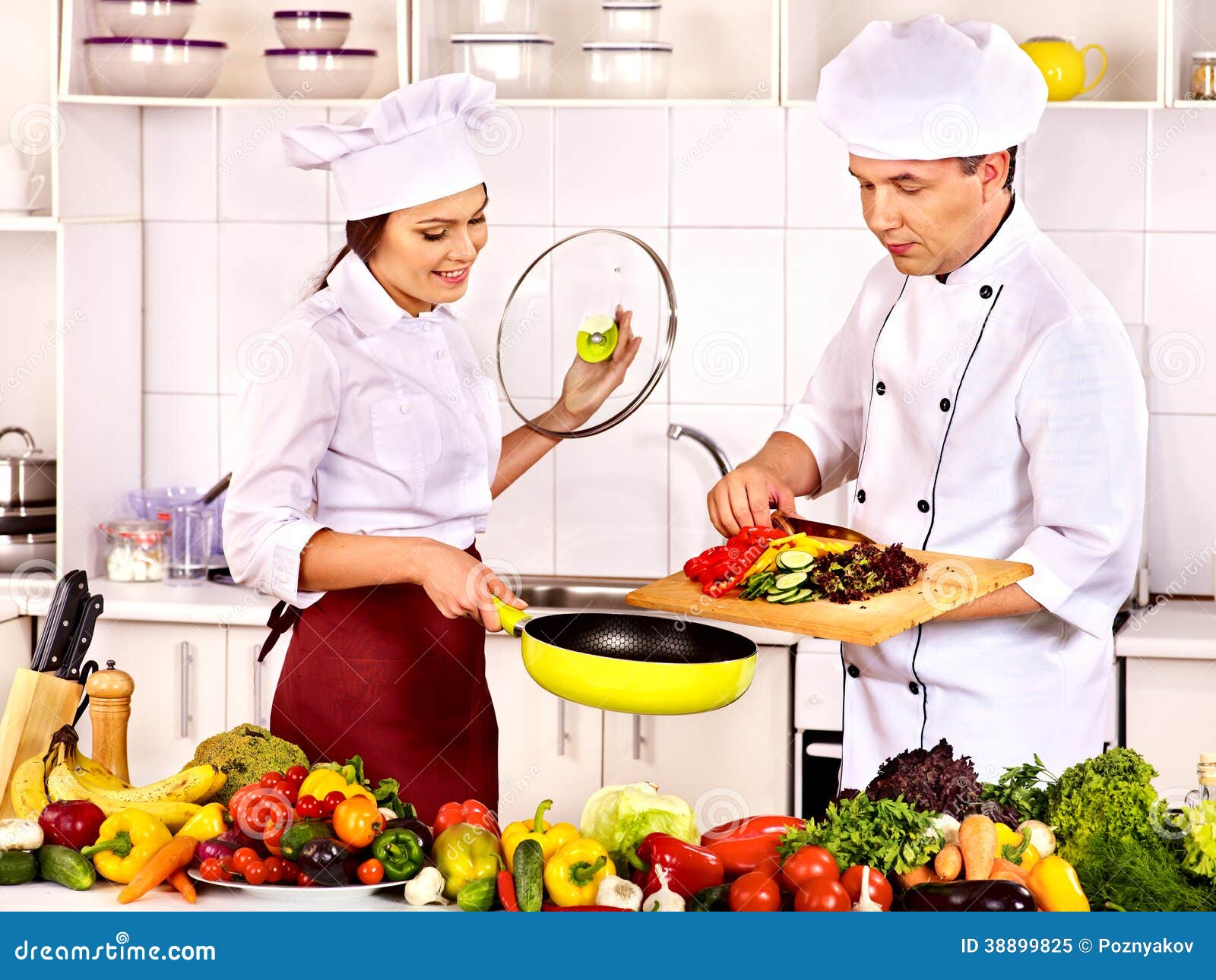 Man in Chef Hat Cooking Chicken Stock Image - Image of apron, meal ...