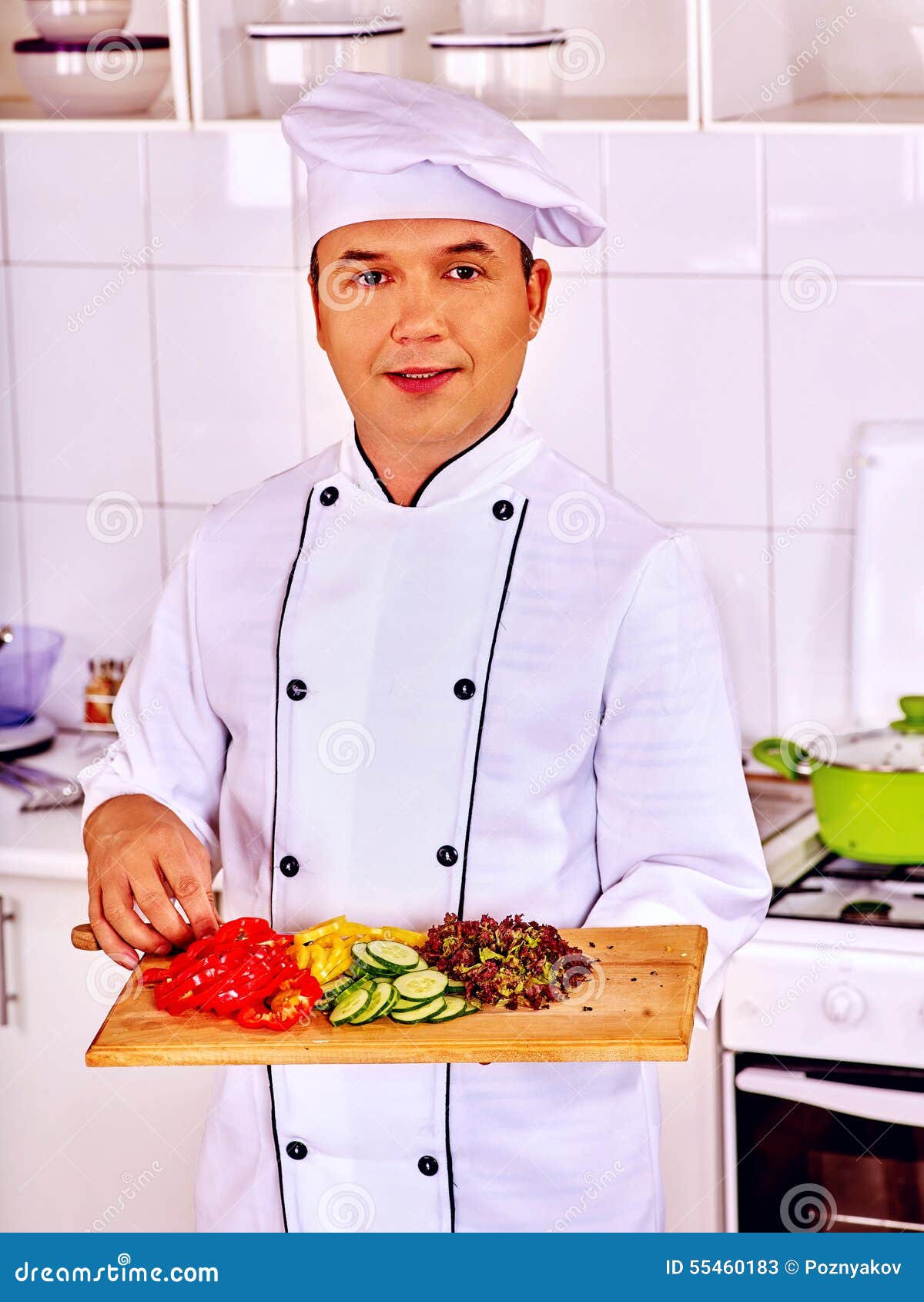 Man in chef hat cooking stock image. Image of business - 55460183