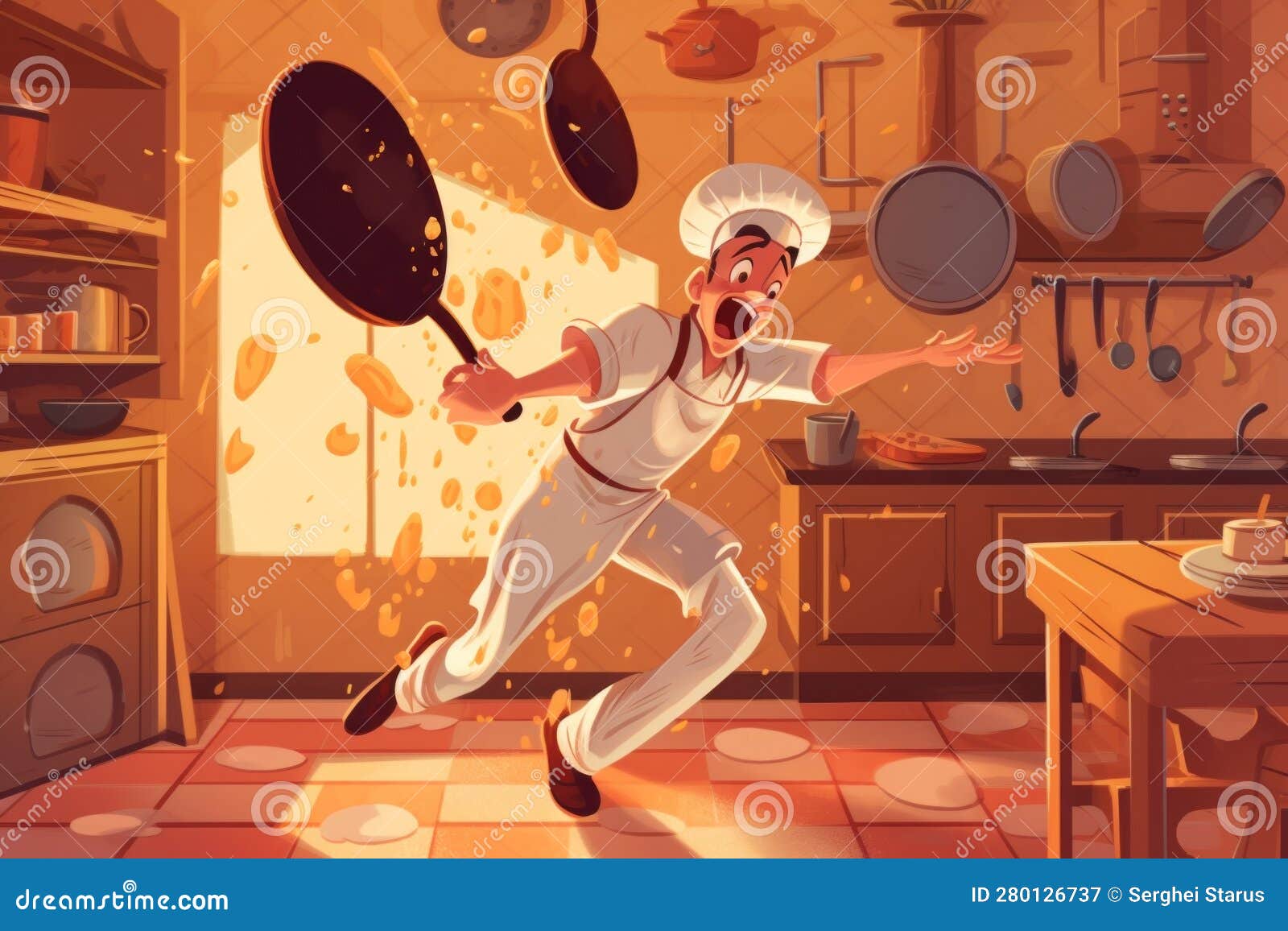 A Man in a Chef S Uniform Running through a Kitchen. Generative AI ...