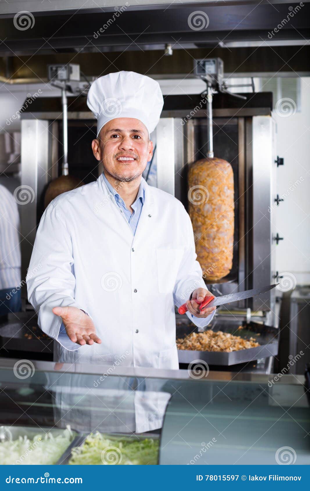 Man Chef Serving Fresh Kebab Stock Image - Image of caucasian, chef ...