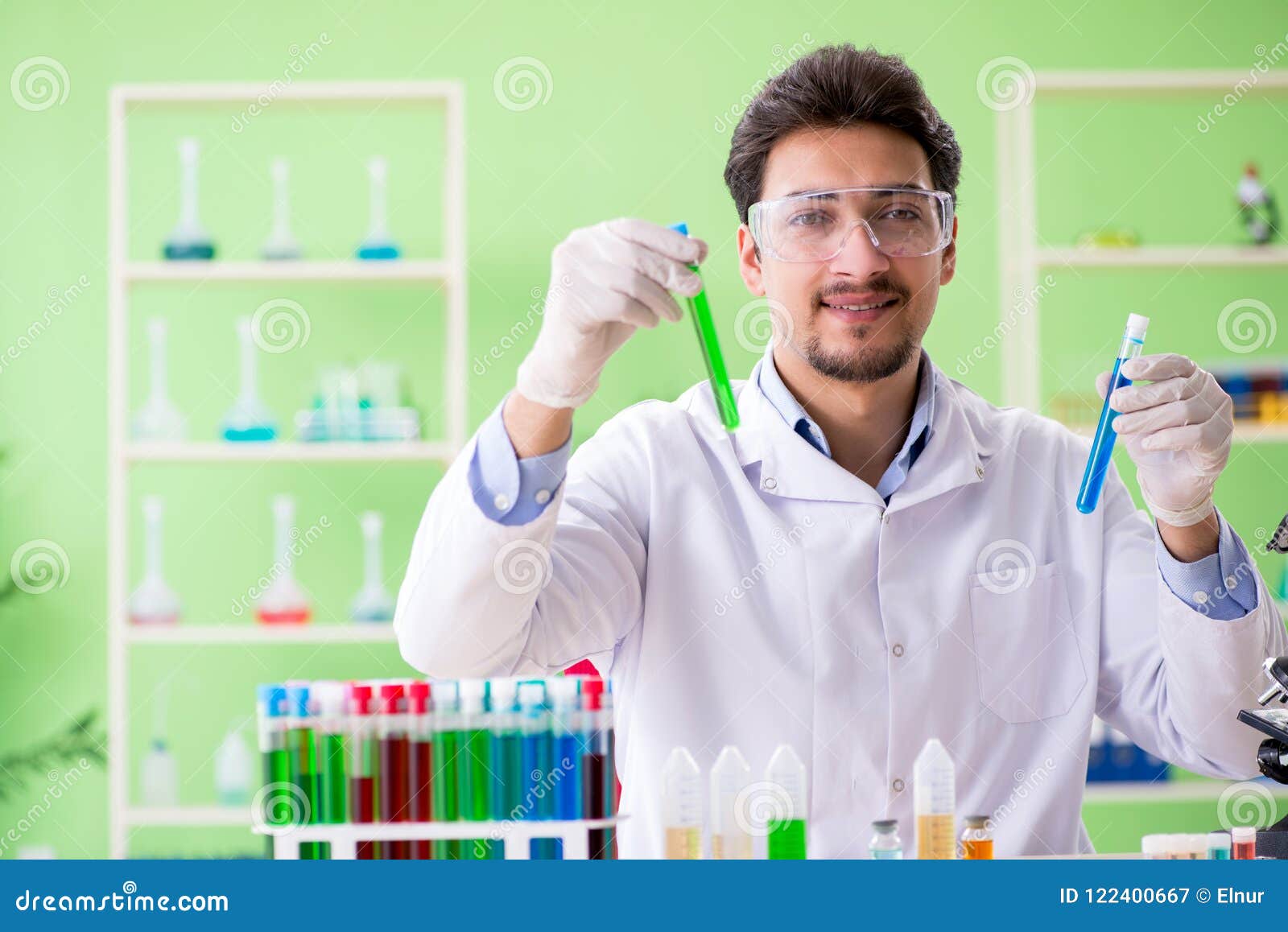 The Man Chemist Working in the Lab Stock Image - Image of health ...