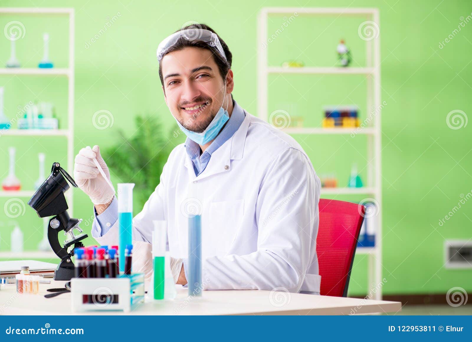 The Man Chemist Working in the Lab Stock Image - Image of microscope ...