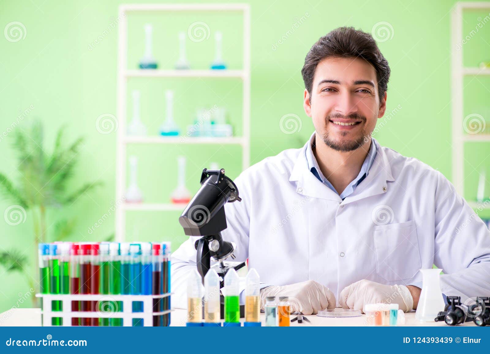 The Man Chemist Working in the Lab Stock Image - Image of chemist ...