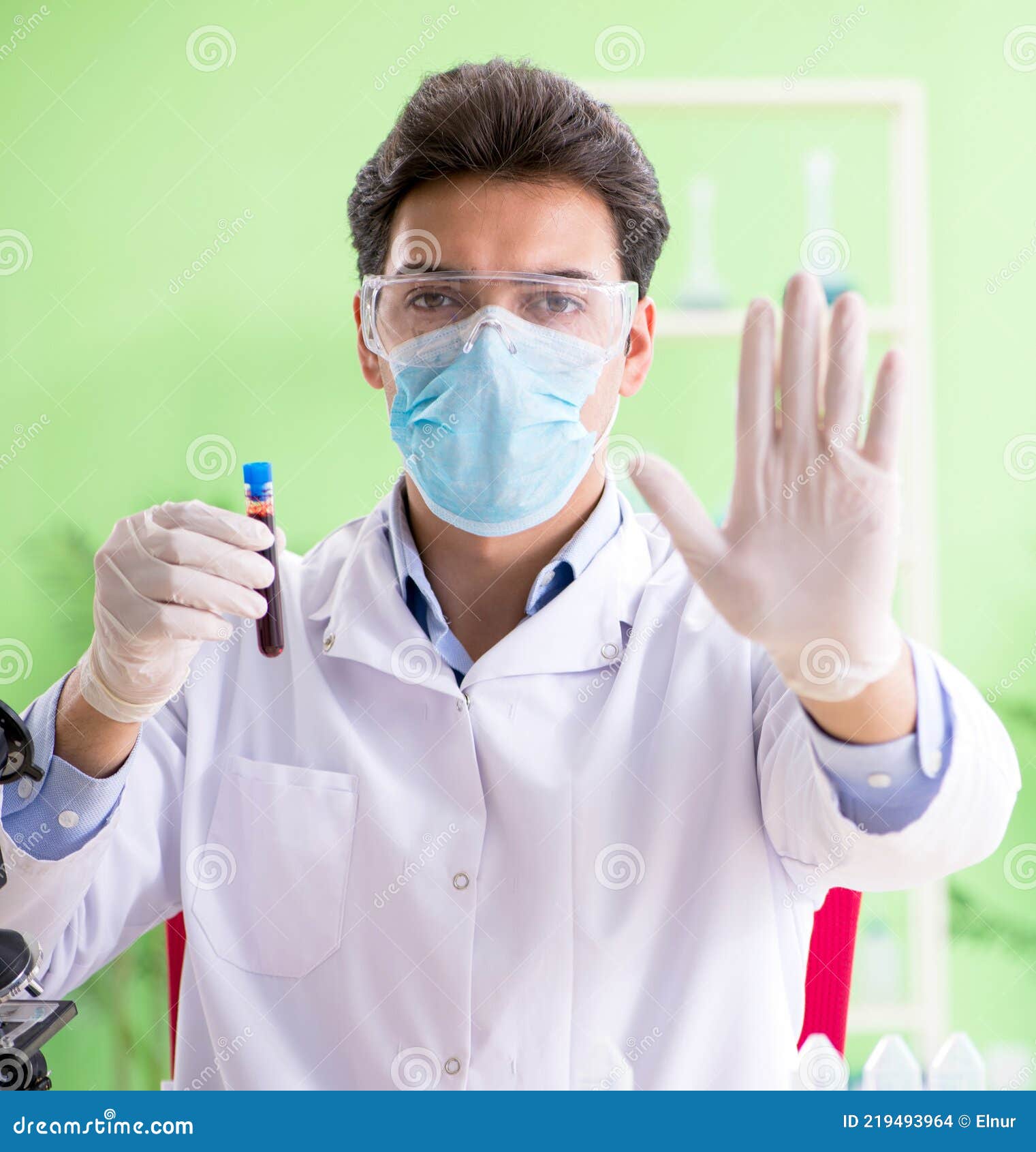 Man Chemist Working in the Lab Stock Photo - Image of healthcare, flask ...
