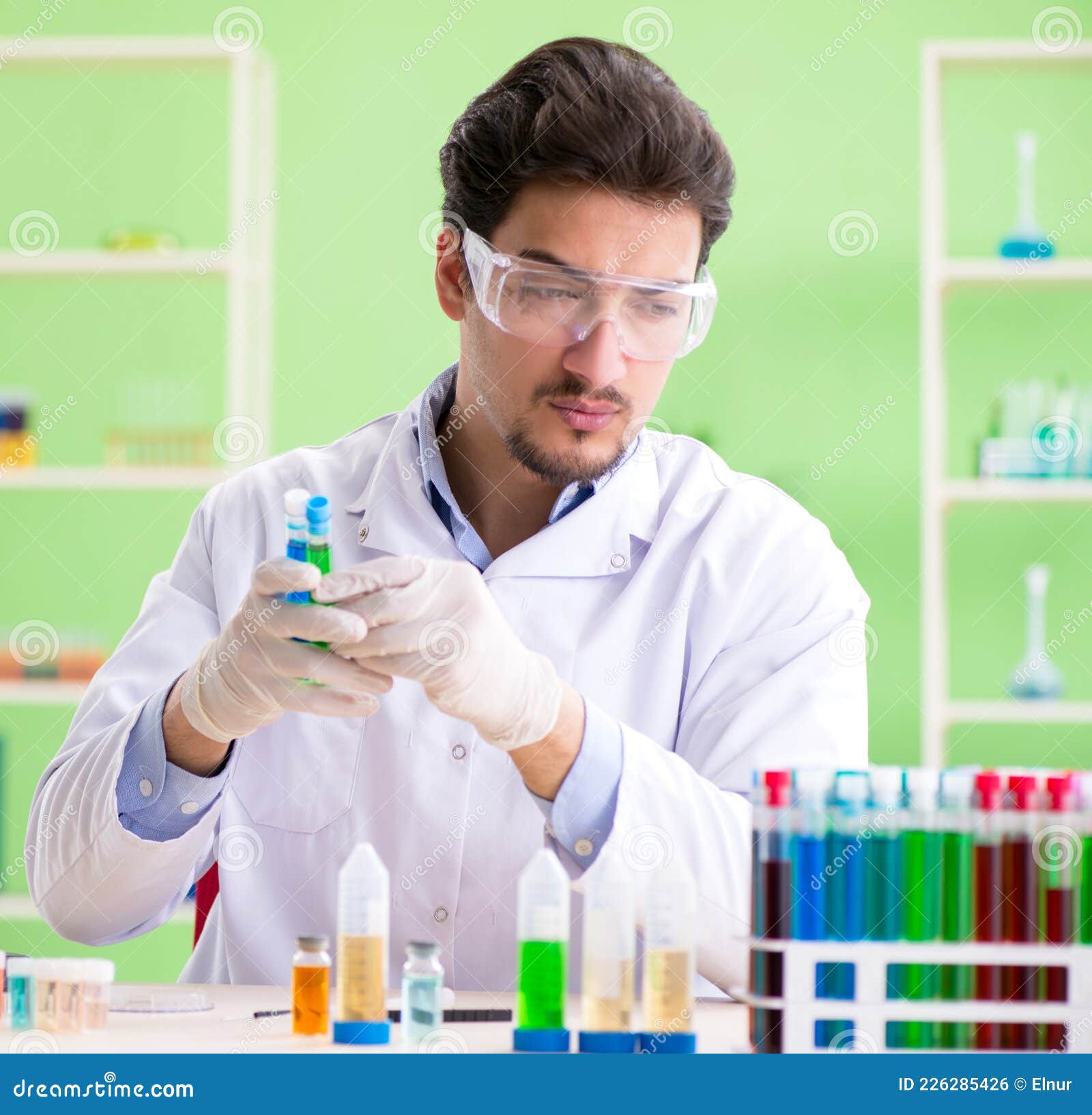 Man Chemist Working in the Lab Stock Photo - Image of experiment ...