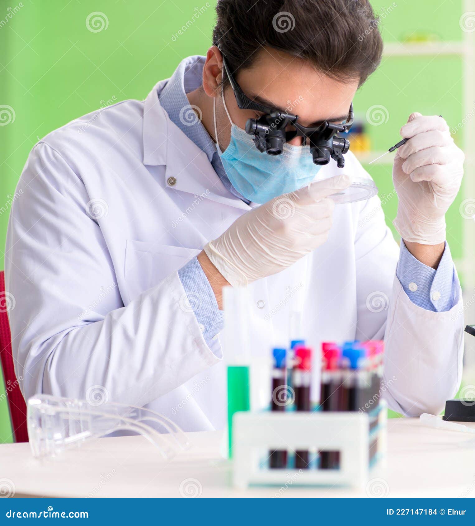 Man Chemist Working in the Lab Stock Photo - Image of magnifying ...