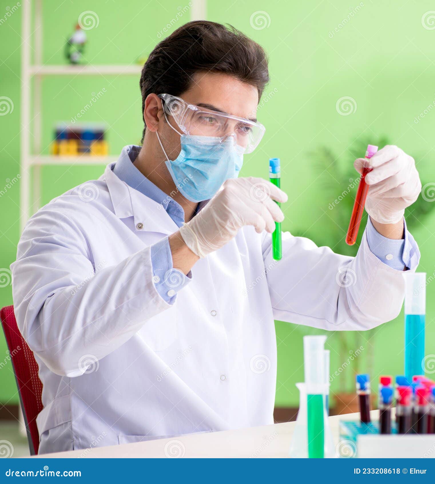 Man Chemist Working in the Lab Stock Photo - Image of flask, medicine ...