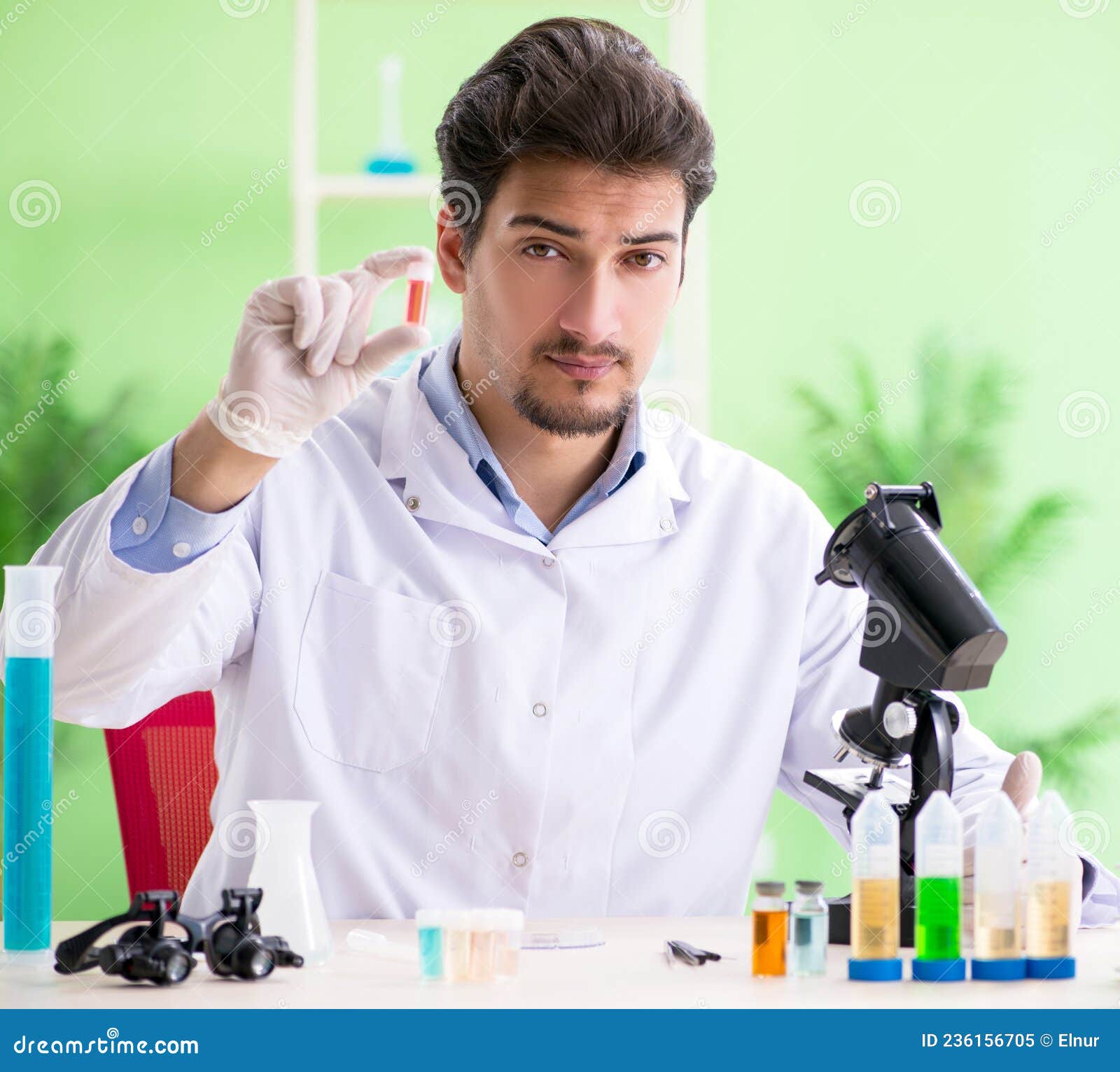 Man Chemist Working in the Lab Stock Image - Image of chemist, medical ...
