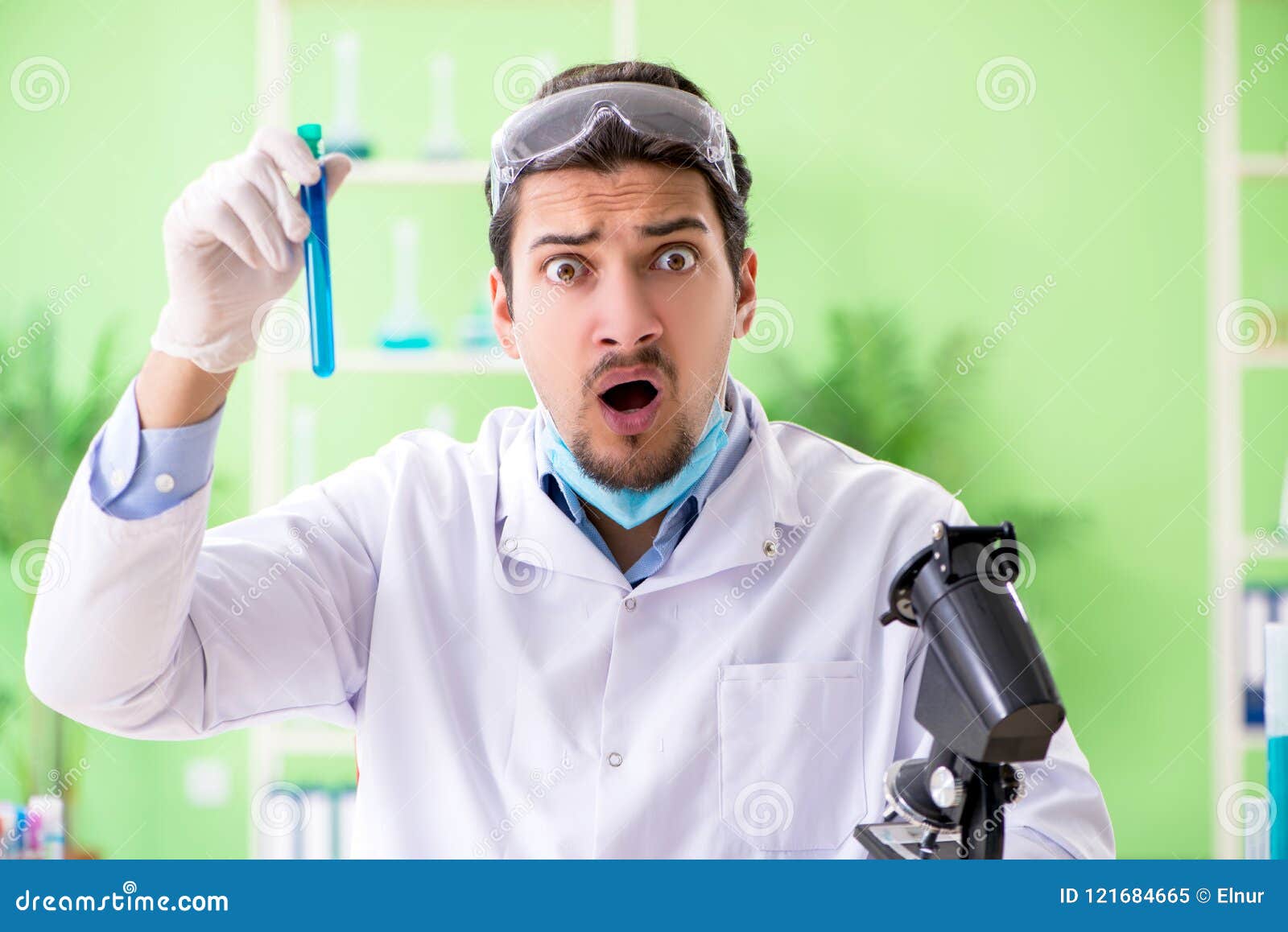 The Man Chemist Working in the Lab Stock Image - Image of mixing ...
