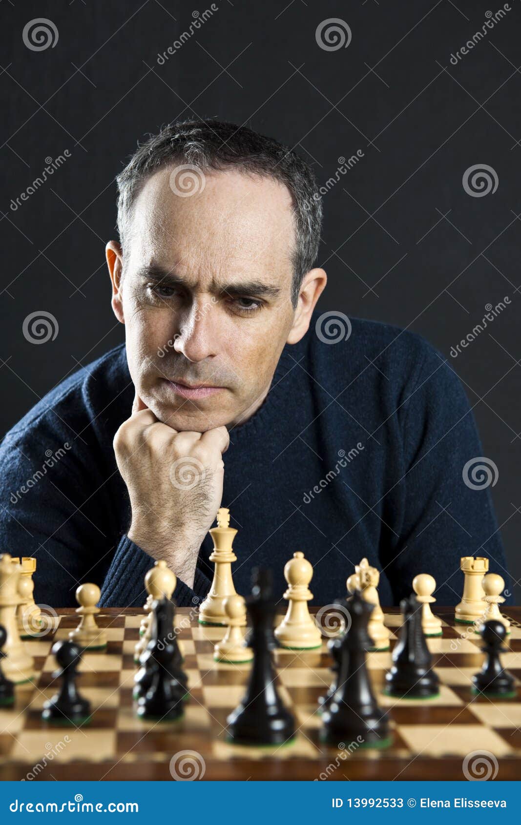 Man at chess board stock image. Image of pensive, competitor - 13992533