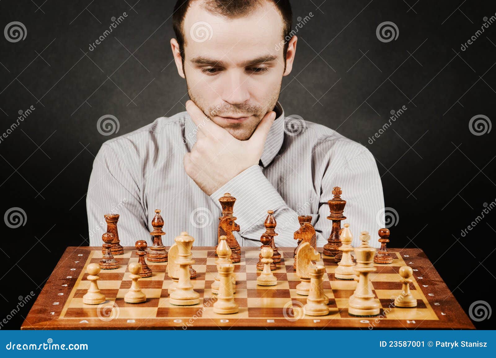 Man at chess board stock image. Image of competitor, concentrating ...