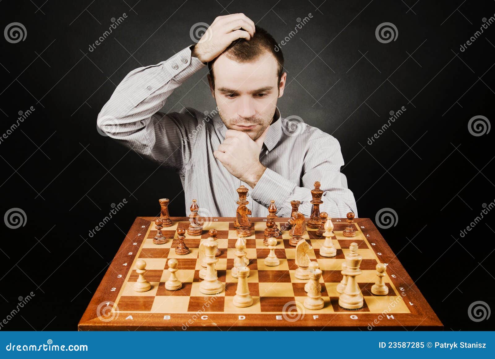 Man at chess board stock image. Image of opponent, male - 23587285