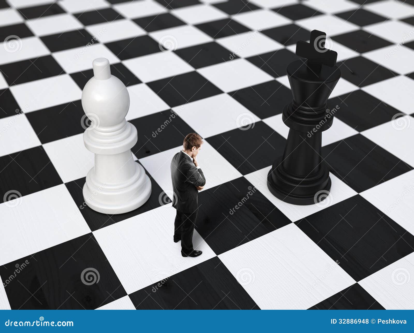 Man on chessboard stock photo. Image of mind, manager - 32886948