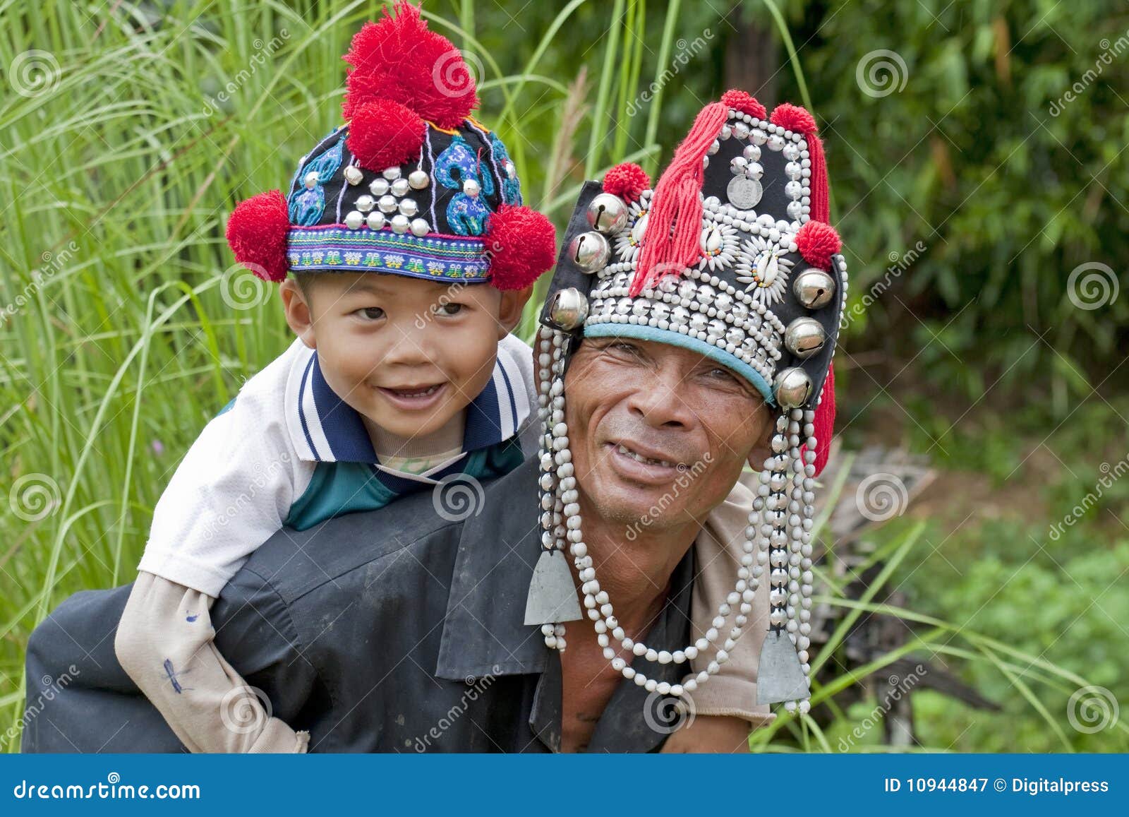 Man with Child in Asia, Akha Stock Image - Image of ethnic, family ...