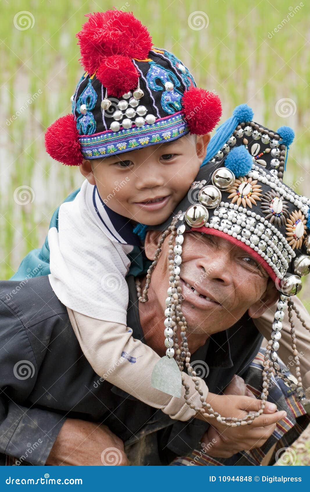 Man with Child in Asia, Akha Stock Photo - Image of portrait, carry ...